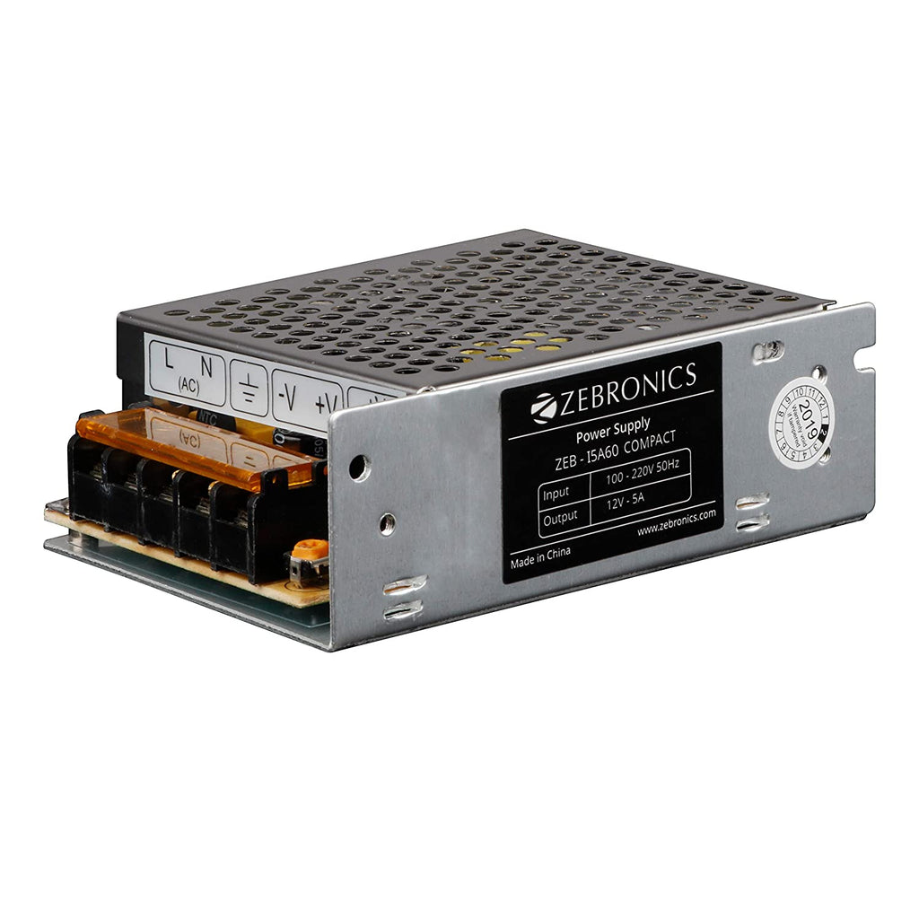 Zebronics 12V-5A-60W Indoor Compact Power Supply for CCTV Camera ...
